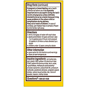 Bayer Aspirin Pain Reliever/Fever Reducer, Adult Low Strength Regimen, 100-Count Caplets