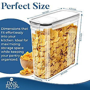 DAN RIVER Cereal Containers | 4 Pack | Pantry Organizers and Storage | Food Storage Containers | Cereal Dispenser | Kitchen Storage Containers | Air Tight Pantry Storage Containers | Made of Plastic