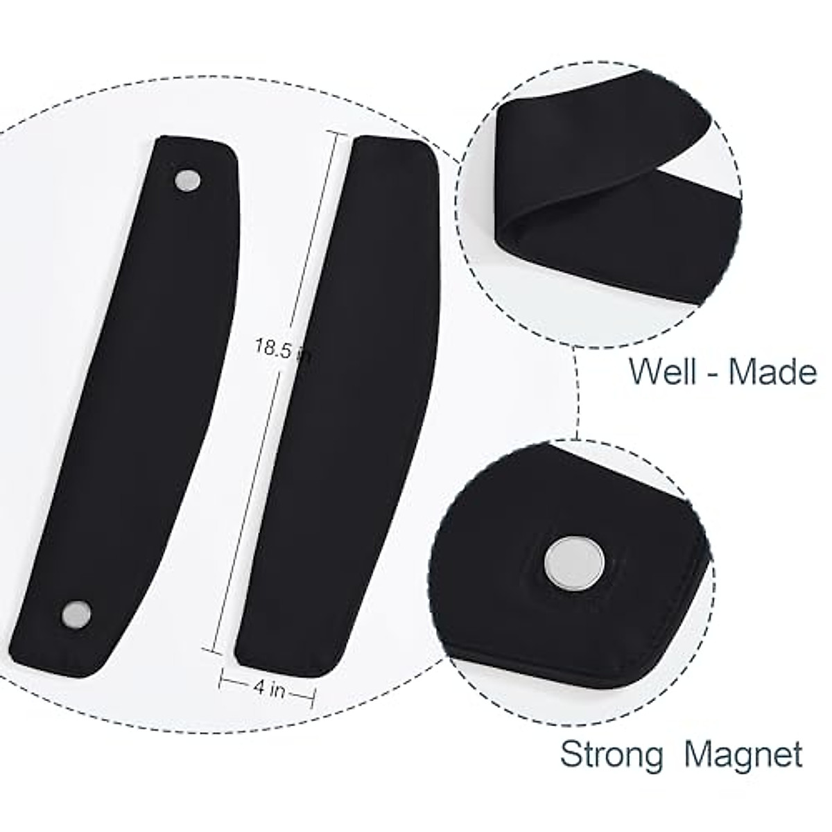 PONY DANCE Black Strong Magnetic Curtain Tiebacks - 4 Pack Outdoor/Indoor Elegant Decorative Tie Backs for Drapes, Modern Handmade Holdbacks for Window Curtains and Draperies, 18.5 x 4 Inches