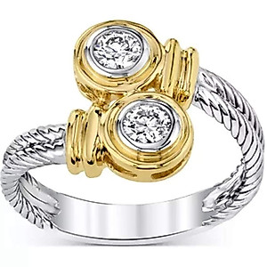 Jude Jewelers Silver Gold Plated Two Tone Braided Knot Wedding Engagement Promise Statement Ring (Silver Gold, 7)