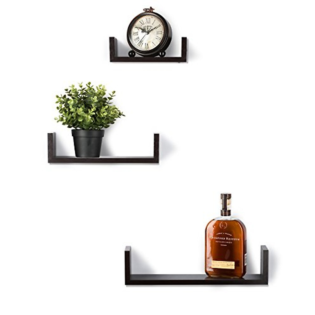 Sagler Floating Shelves Set of 3 Wall Shelves - Espresso Finish Wooden Shelves