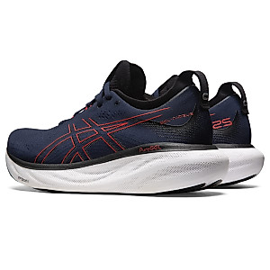 ASICS Men's GEL-NIMBUS 25 Running Shoes, 10, MIDNIGHT/ELECTRIC RED