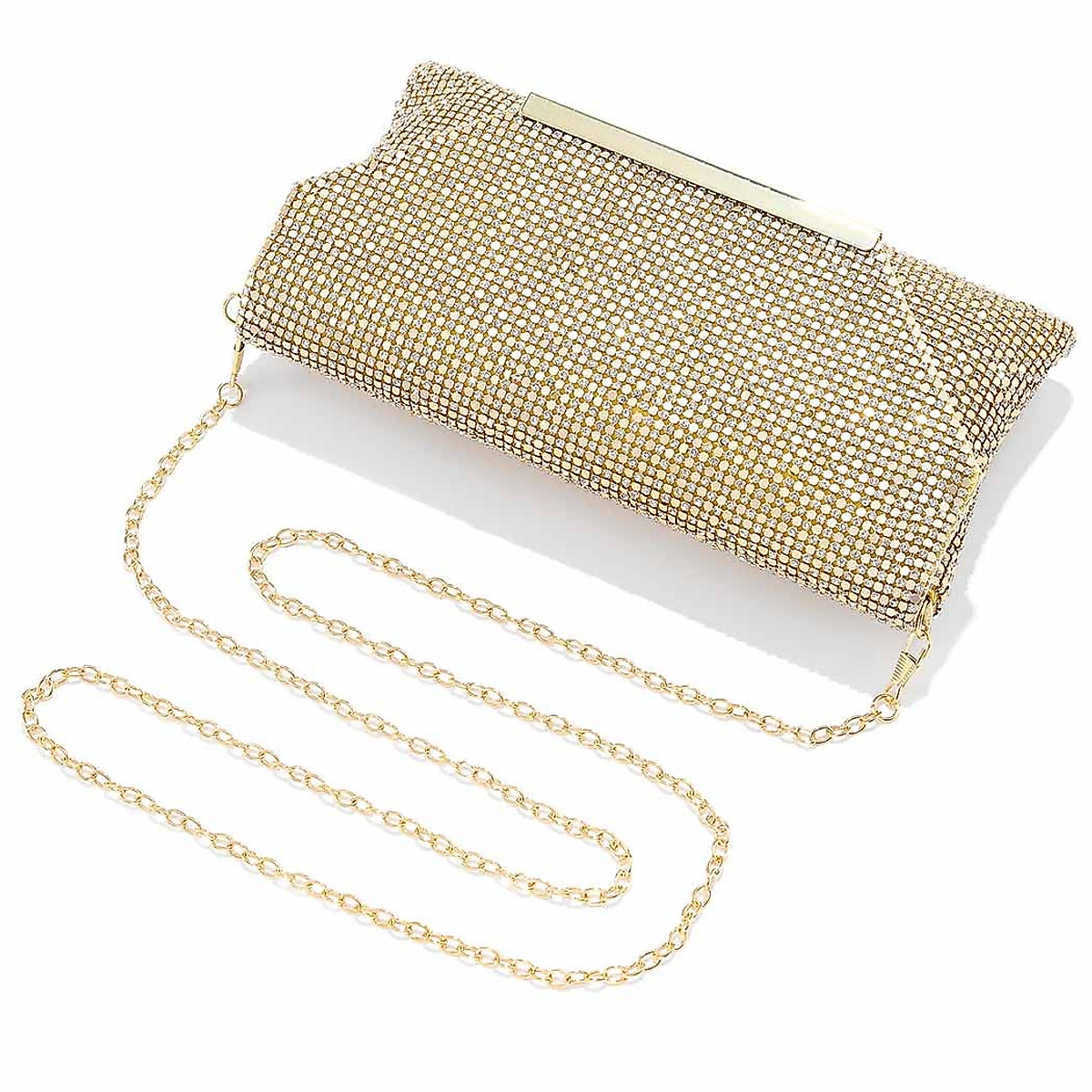 Barode Handbags for women Rhinestone Clutch Purses Gold Rhinestone Shoulder Bag Envelope Crossbody Bags Wedding Handbags (Gold)