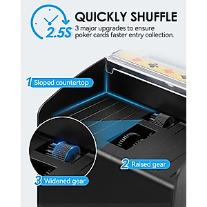 ARTISHION Automatic Card Shuffler - 1-2 Deck, Poker Shuffler Machine, Casino Card Electric Shuffler, Lower Noise Playing Card Shuffler for UNO, Phase 10, Poker Skip Bo Card Games, Sleeved Card