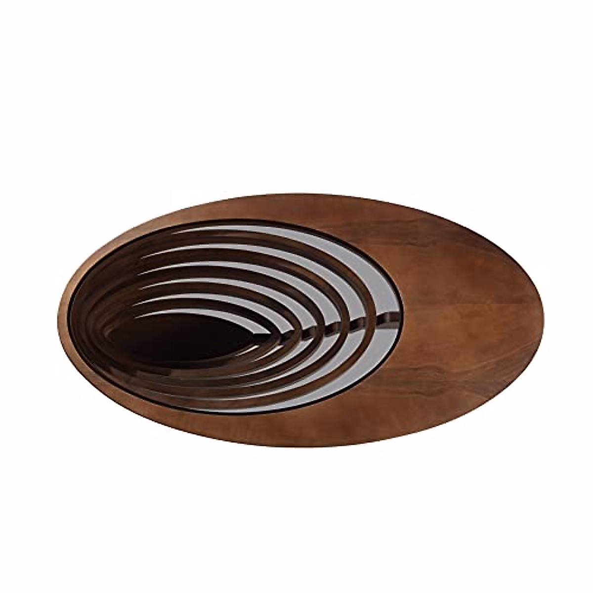 by Papella Design, Natural Walnut Veener Coffee Tables for Living Room, Rustic Table, Mesa De Centro para Sala, Center Table, Glass Table top, Walnut Color, (Drop)