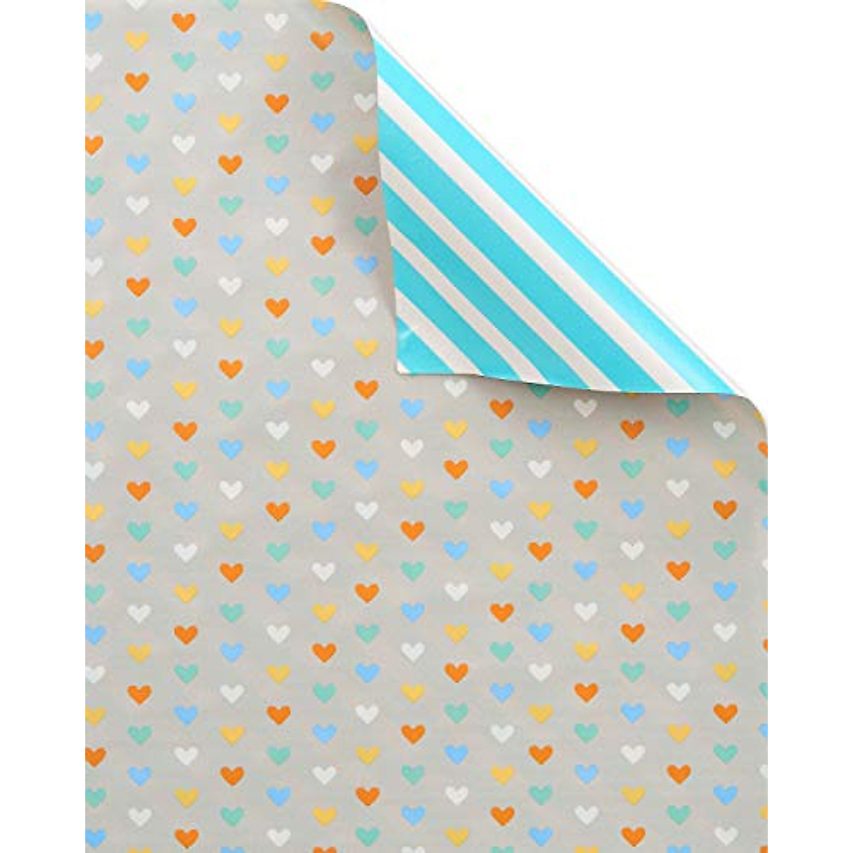 American Greetings Reversible Baby Shower Wrapping Paper, Animals and Hearts (4 Rolls, 160 sq. ft)