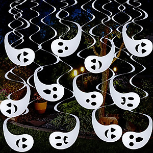 Zonon 24 Pieces Halloween Hanging Swirl Decorations Ceiling Spooky Ghost Streamers Horror Decor for Kids Holiday Halloween Party Outdoor Indoor Decorations Supplies,24 Inch