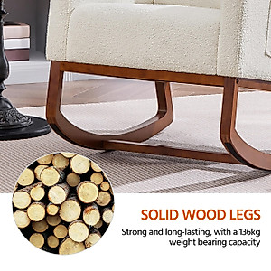 Yaheetech Boucle Living Room Chair, Modern Upholstered Rocking Accent Chair, Glider Chair Nursery Chair with Side Pocket and High Back Armchair for Living Room Bedroom Lounge, Ivory