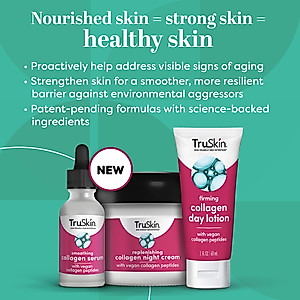 TruSkin Collagen Peptides Serum for Face – Smoothing Serum with Vegan Collagen Peptides, Ceramides & Superfruits – Support Collagen Production & Strengthen Skin for a Radiant, Healthy Glow - 1 fl. Oz