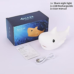 LOVERUIS Cute Night Light for Kids Cute Shark Lamp, Animal Lamp 7 Color Lamp Nightlights Birthday Christmas Gift for Children with USB Rechargeable,Kids Silicone Lamp Kawaii Room Decor