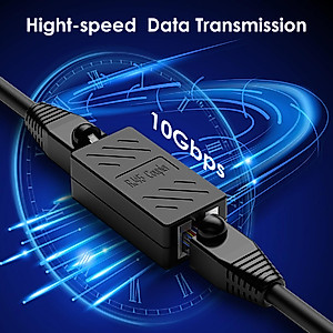 RuiPuo RJ45 Coupler Ethernet Cable Extender Adapter LAN Connector in Line Coupler Female to Female in Line Coupler for Cat5/Cat5e/Cat6/Cat7 Ethernet Cabler (Black 2 Pack)