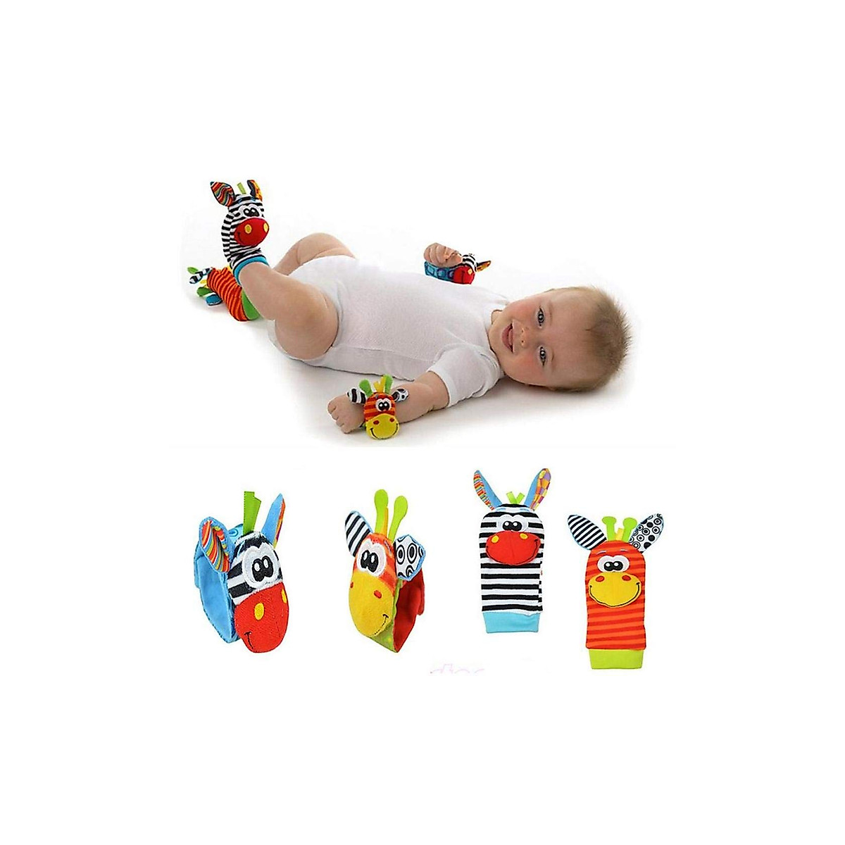 Baby Socks Wrist Rattles for Infants | Rattle Socks for Baby Girls & Boys (Zebra),Large