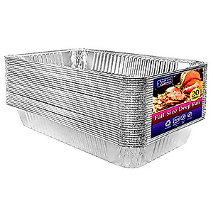 Aluminum Pans Full Size, Large Disposable Roasting & Baking Pan, 21"x13" Deep Foil Pans (20 Pack) Extra Heavy Duty Chafing Trays for Hotels, Restaurants, Caterers, Steam Table, Buffets & Bakeware