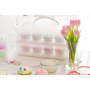 Snapware Snap 'N Stack Portable Storage Carrier with Lid for Desserts, BPA-Free Cupcake Containers, Cake Carrier with Stackable Trays, Microwave, Freezer and Dishwasher Safe