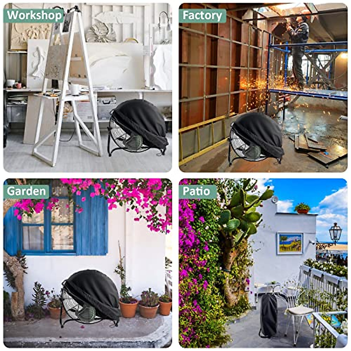 ELONGRIVER Industrial Fan Cover,Waterproof&Dustproof Cover for 20” High Velocity Floor Fan, Household Fan Cover For Outdoor in Heavy Duty Material