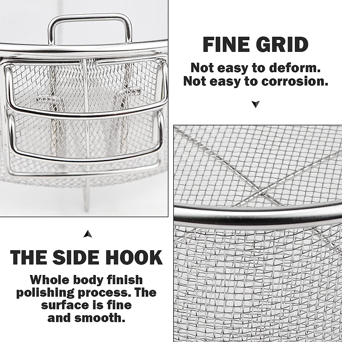 ANRONCH Stainless Steel Deep Fry Basket, Multifunctional Foldable Drain Basket Round Wire Mesh French Chip Frying Serving Food Presentation Tableware with Folding Handles