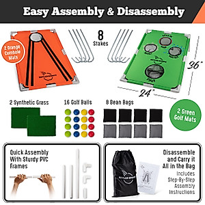 Brylan Sports 2 in 1 Chipping Golf and Cornhole Game Set - with All Accessories Including Cornhole Carrying Case and Perfect for Backyard Games, Outdoor Yard Games and Camping Games.