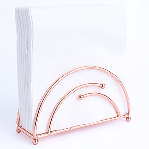 Napkin Holder- Modern Napkin Holder for Tables- Kitchen Napkin Holder- Half Circle Paper Napkin Holder- Tissue Holder- Rose Gold Tabletop Free Standing Napkin Holder by Museo