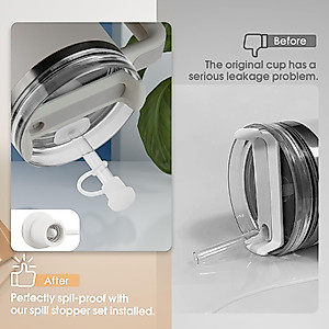 Neepanda 3set Silicone Spill Proof Stopper, Fit for Stanley Tumbler 1.0 and 2.0 version 30oz|40oz, with 2 Straw Cover,2 Round Leak Stoppers,2 Square Spill Stoppers, Stanley Cup Accessories(Clear)