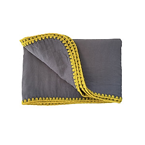 Marama - Embroidered Muslin Swaddle Blanket Quilt 4 Layers Very Soft 100percent Cotton Oversized 47''x47'' Oeko Tex Certified Fabric Boy or Girl Neutral Newborn / Toddler Small Kid, Gray