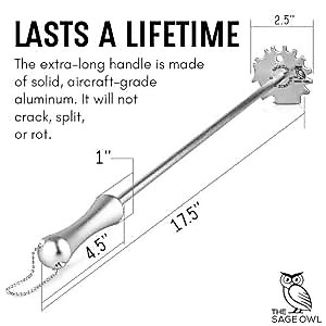Sage Owl Grill Scraper with Long Handle - Universal Stainless Steel Grill Cleaner, Dishwasher Safe Bristle-Free Grill Brush Alternative - Unusual Gifts for Men Who Have Everything