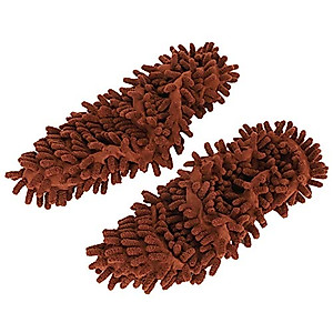 Mop Slippers Shoes Cover, 10Pcs Chenille Mop Slippers Multifunction Floor Cleaning Shoes Dust Cleaner Accessory(Tan)