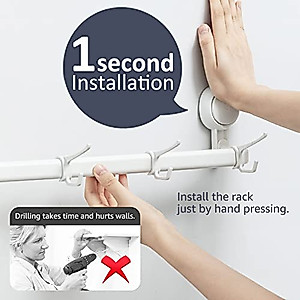 TAILI Suction Cup Towel Bar & Shower Caddy 2 Pack Bathroom Oragnizer Shelves for Shower, Removable Drill-Free Plastic Bathroom Accessories