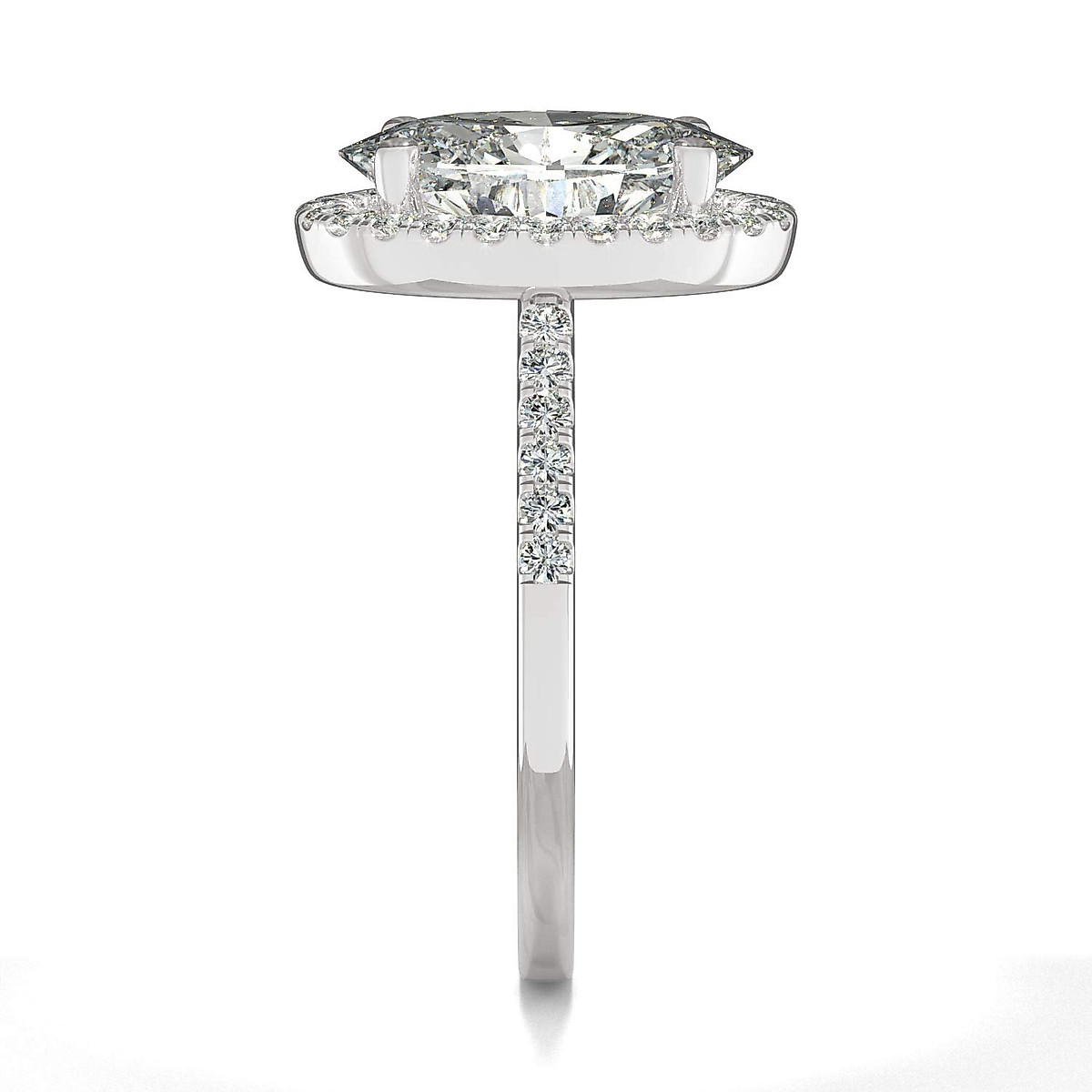 Charles & Colvard Created Moissanite 12x8mm Oval Cut Elongated Engagement Ring for Women | 4.75 cttw DEW | Lab Grown | Solid 14K White Gold with Rhodium | Size 6