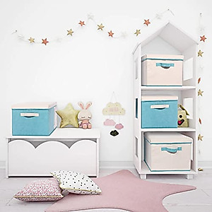 Storage Bins with Lids Large Closet Organizers and Storage Baskets Folding Storage Boxes with Handles Fabric Clothes Storage Containers for Organizing, 2-Pack (15.7x11.8x10.2 Inch)