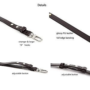 Xiazw Adjustable PU Leather Purse Handle Shoulder Crossbody Strap for Handbag Bucket Bag (Black - Silver)