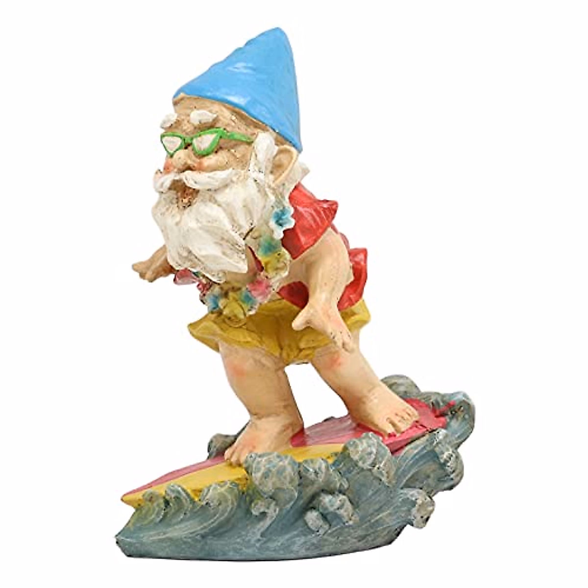Ebros Free Spirited Hippie Hawaii Themed Vacation Fairy Garden Gnome Holding Aloha Banner Figurine DIY Mr Gnomes Collection Statue Home Decor