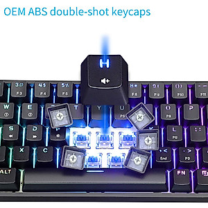 YUNZII SK64 64 Keys Hot Swappable Optical Mechanical Keyboard with ABS Shine-Through Keycaps, RGB Backlit, Programmable for Win/Mac/Gaming (Gateron Optical Blue, Black)