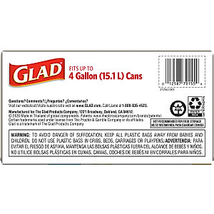 GLAD Small Drawstring Trash Bags, 4 Gallon Green Trash Bags for Small Kitchen or Office Trash Can, Beachside Breeze with Febreze Freshness to Eliminate Odors, 80 Count - Packaging May Vary