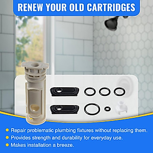 Dreyoo Cartridge Repair Kit Replacement for 96988, Repair Kit Compatible with Moen 1222/1222B Single Handle Cartridge Tub and Shower Faucets, Bathroom Cartridge Repair Kit Parts