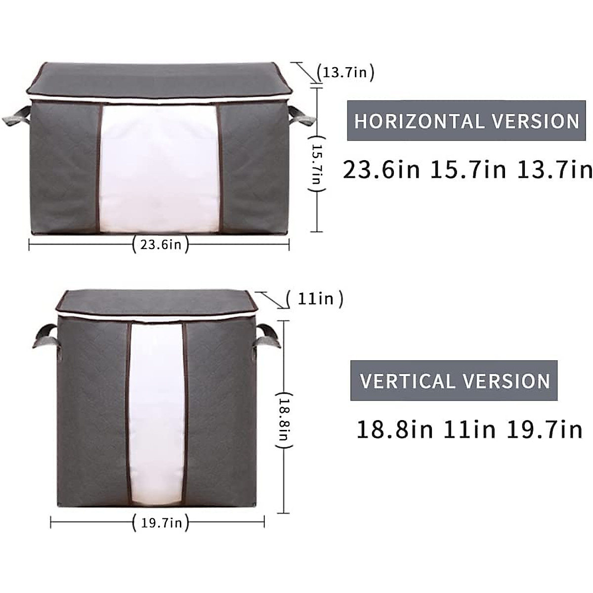 XCJTGRY 3 Pack Large Capacity Clothes Storage Bag Organizer with Reinforced Handle,Foldable with Sturdy Zipper, Clear Window Storage Bag 90L