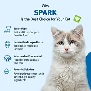 Pet Wellbeing Spark Daily Nutritional Greens Superfood for Cats - Probiotics, Prebiotics, Digestive Enzymes, Amino Acids, Antioxidants, Vitamin D, Spirulina - Veterinarian-Formulated 3.53 oz (100 g)