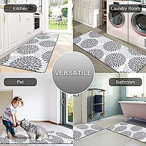 HEBE Anti Fatigue Kitchen Rug Sets 2 Piece Non Skid Kitchen Floor Mats 17"x48"+17"x28" Cushioned Comfort Standing Mat Waterproof Kitchen Runner Mats