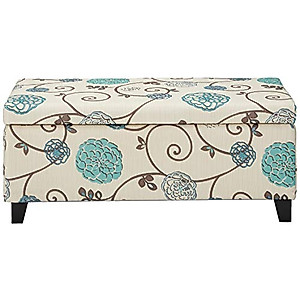 Christopher Knight Home Breanna Fabric Storage Ottoman, White And Blue Floral