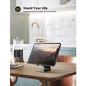 Lamicall Tablet Stand, Tablet Holder for Desk - Multi-Angle Adjustable Tablet Desktop Dock Cradle, Compatible with iPad Pro 11, 12.9, Air, Mini, Fire HD, Galaxy Tab, and Other 4-13" Tablets, Black