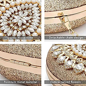 Yokawe Rhinestone Clutch Purses for Women Glitter Crystal Evening Bag Wedding Party Prom Handbag (Gold)