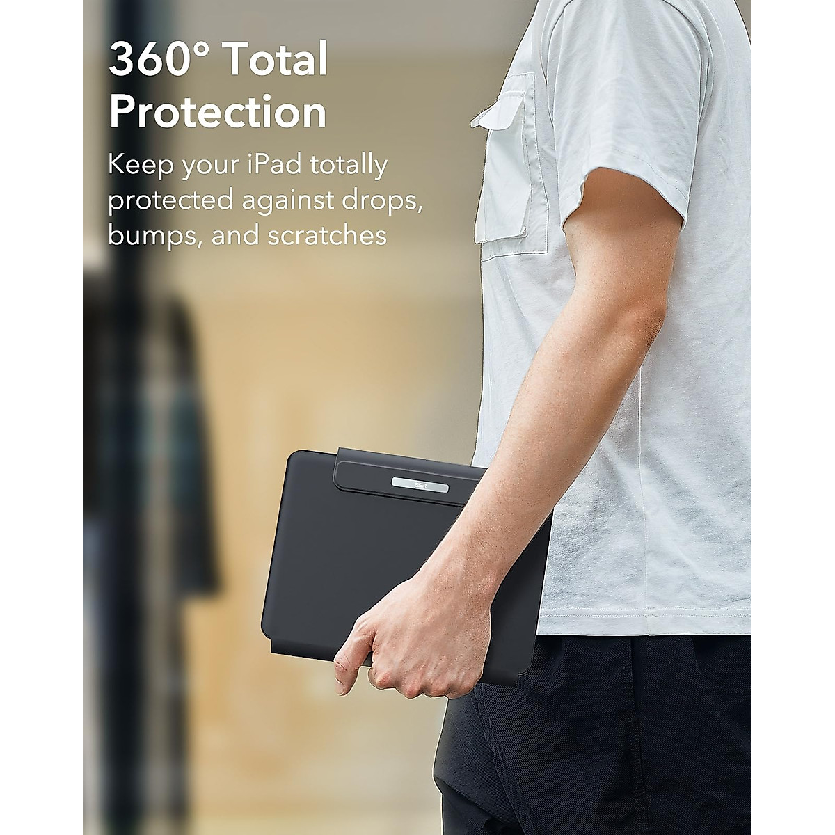 ESR iPad Air 11 inch Case with Keyboard(2024 M2), iPad Pro 11 (4th/3rd/2nd/1st Gen) & iPad Air 5th/4th Rebound Case Keyboard, Easy-Set Floating Cantilever Stand, Precision Multi-Touch Trackpad, Black