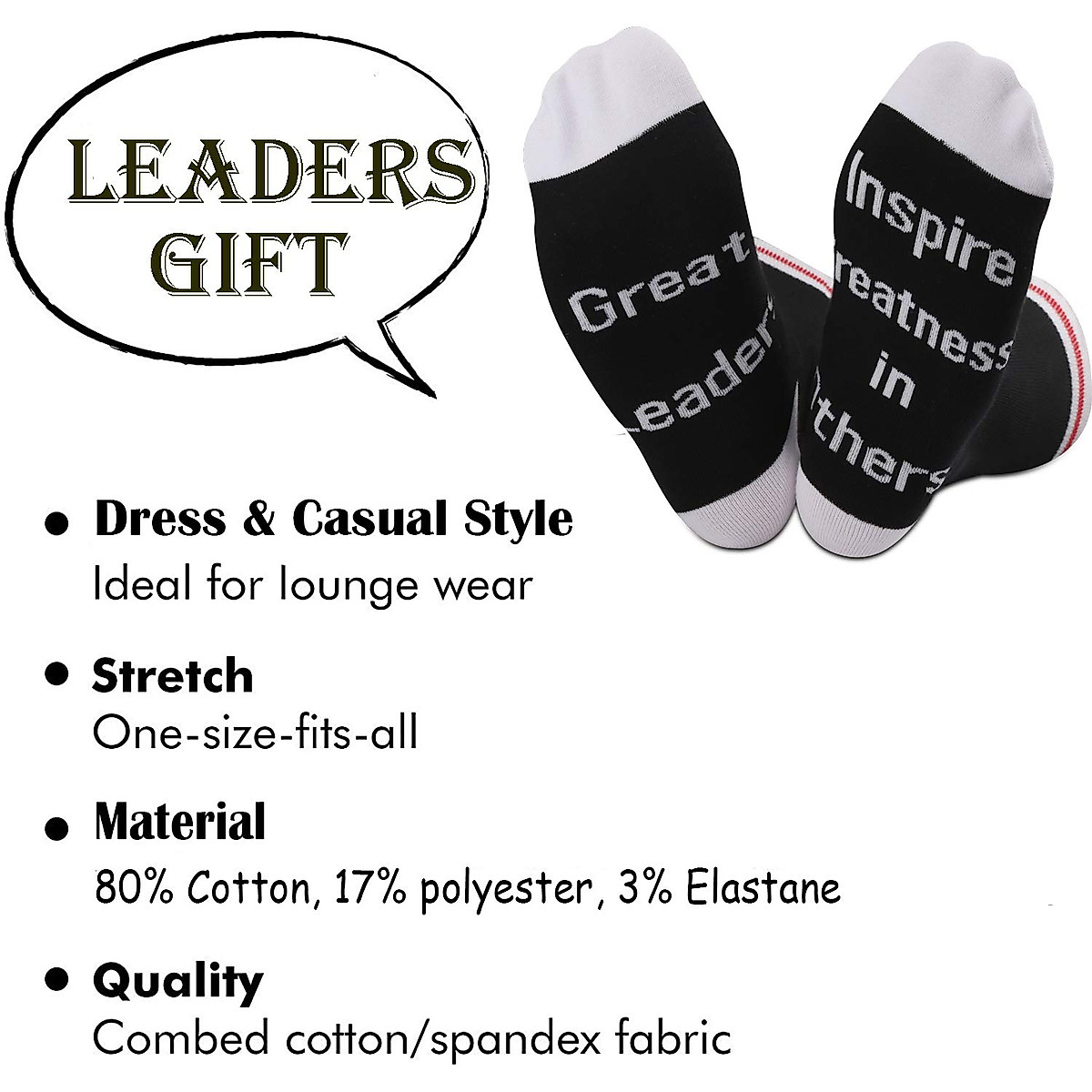 TSOTMO 2 Pairs Great Leaders Inspire Greatness in Others Socks (Great Leaders)