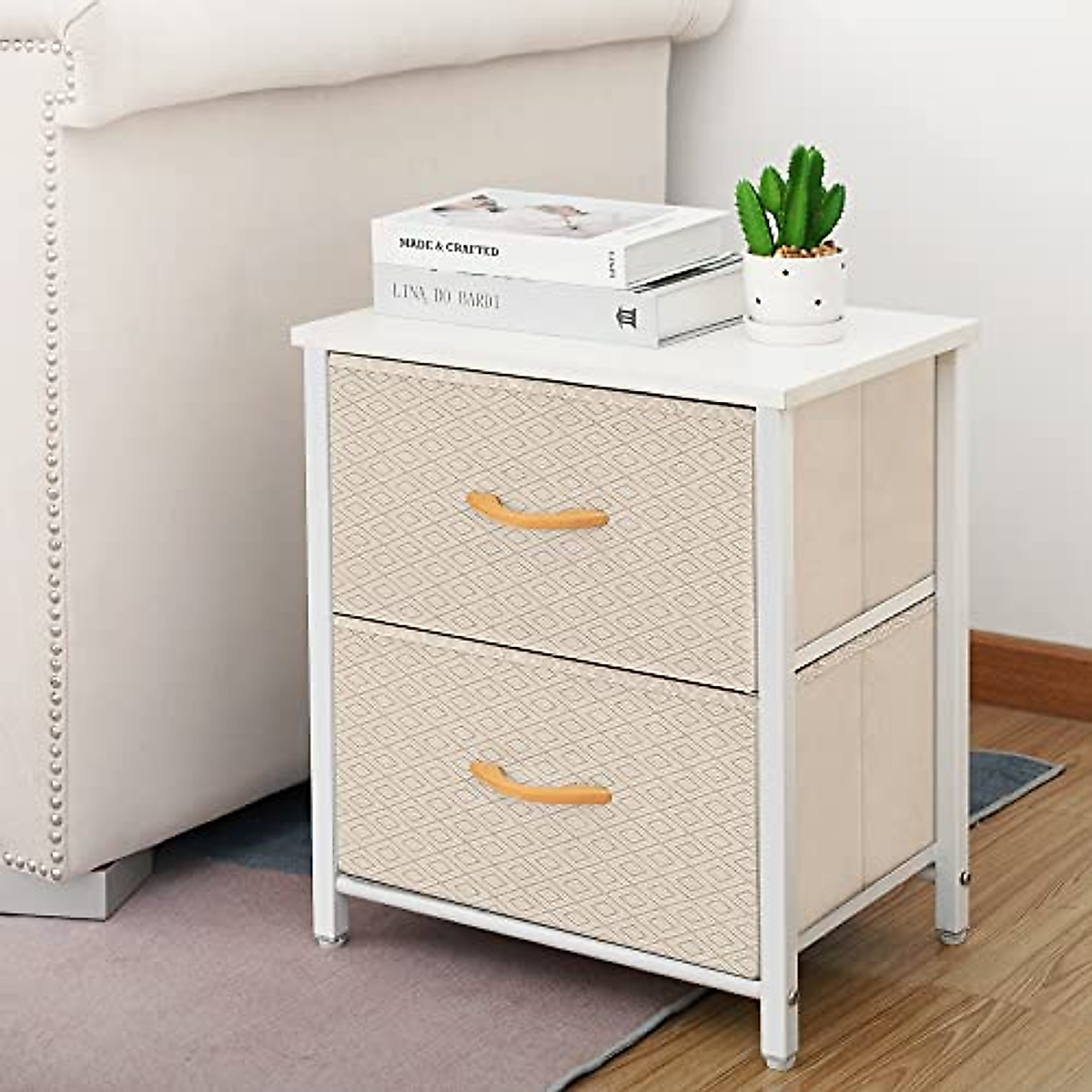 AZL1 Life Concept Storage Dresser Furniture Organizer Unit with 2 Drawers for Bedroom, Hallway, Entryway and Closets, Ivory, 17.7x19.7 inches