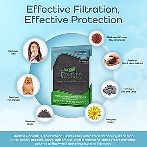 Breathe Naturally - Extra Thick Replacement Carbon Pre-Filters Compatible with Idylis "C" IAP-10-200 Series - Premium Air Purification - Ideal for Home & Office Use - (4 pack, Carbon Filters)