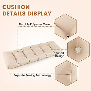 Giantex Outdoor Bench Cushion, 52 x 19.5 Inch Thick Tufted Patio Cushion Pads for Garden Sofa Settee Couch, Loveseat, Waterproof Patio Furniture Swing (Beige)