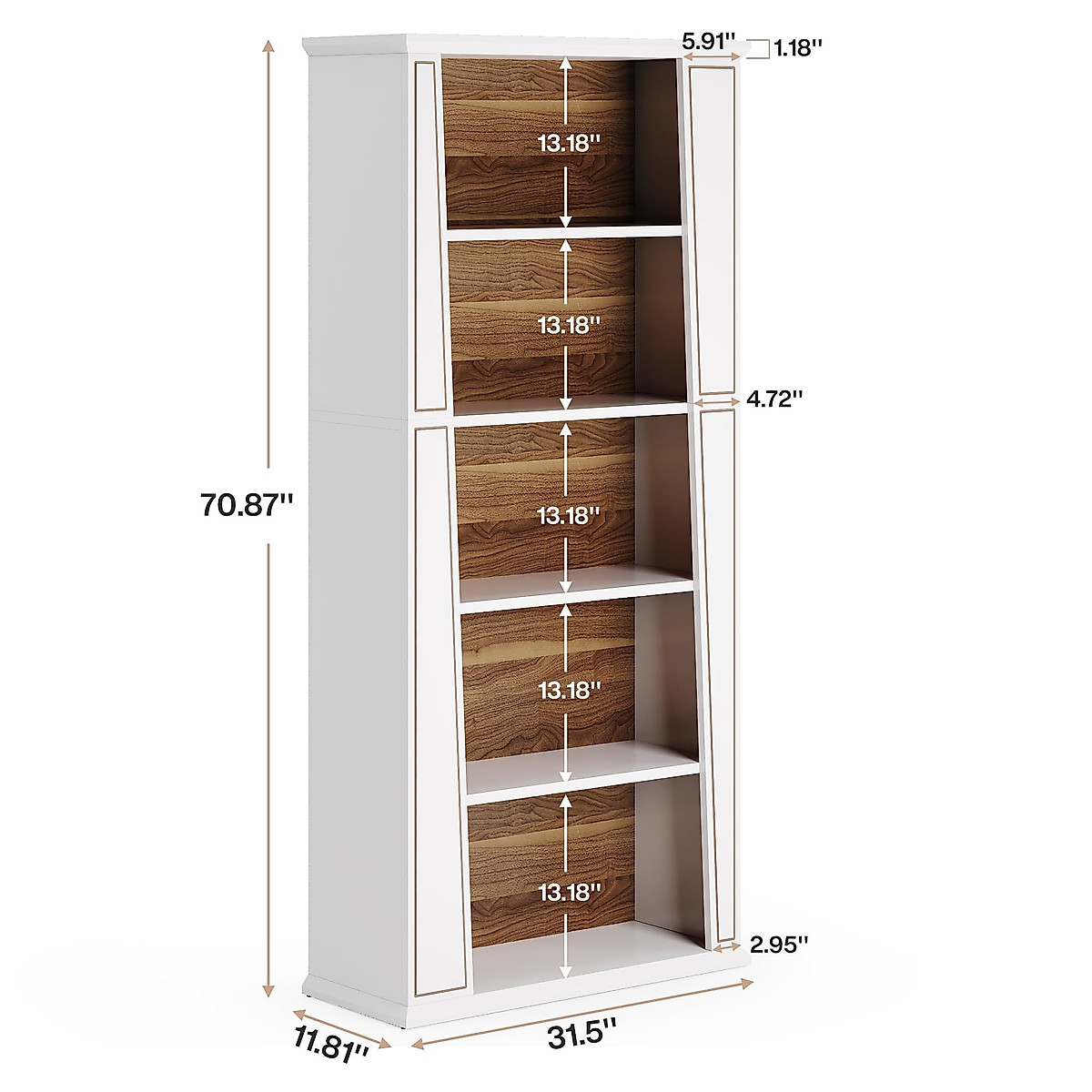 Tribesigns 70.9" Tall White Bookcase, 5-Tier Wood Bookshelf with Storage Shelves, Modern Free-Standing Library Book Shelving Unit for Living Room, Home Office (1)