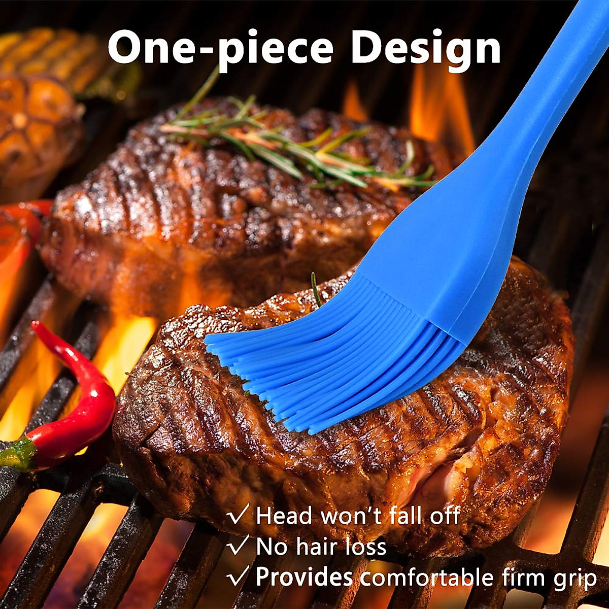 Hhyn Silicone Basting Pastry Brush Set 4 Pack Heat Resistant Spread Oil Butter Sauce for BBQ Grill Barbeque Kitchen Baking Cooking Pastries, 2 Large & 2 Small Multicolor