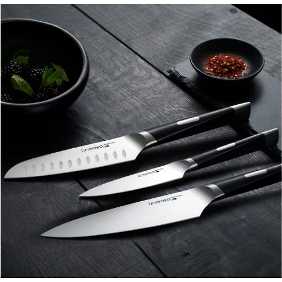 linoroso Chef Knife Kitchen Knife Ultra Sharp Cooking Knife, 7 inch Precision Forged German High-Carbon Stainless Steel Cutting Knife with Exquisite In-Drawer Knife Block- MAKO Series