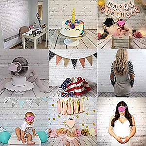 HUAYI 5X7ft White Brick Wall With Gray Wooden Floor Photography Vinyl Backdrop D-2504