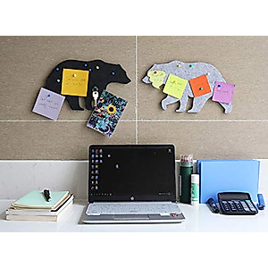 Omitfu Bulletin Strip Bar 2Pcs Bear Shape Felt Pin Board Self Adhesive Cute Bulletin Memo Boards Strip Wall Decorative Tiles with Pushpins - 14 x 8 x 0.5 inches